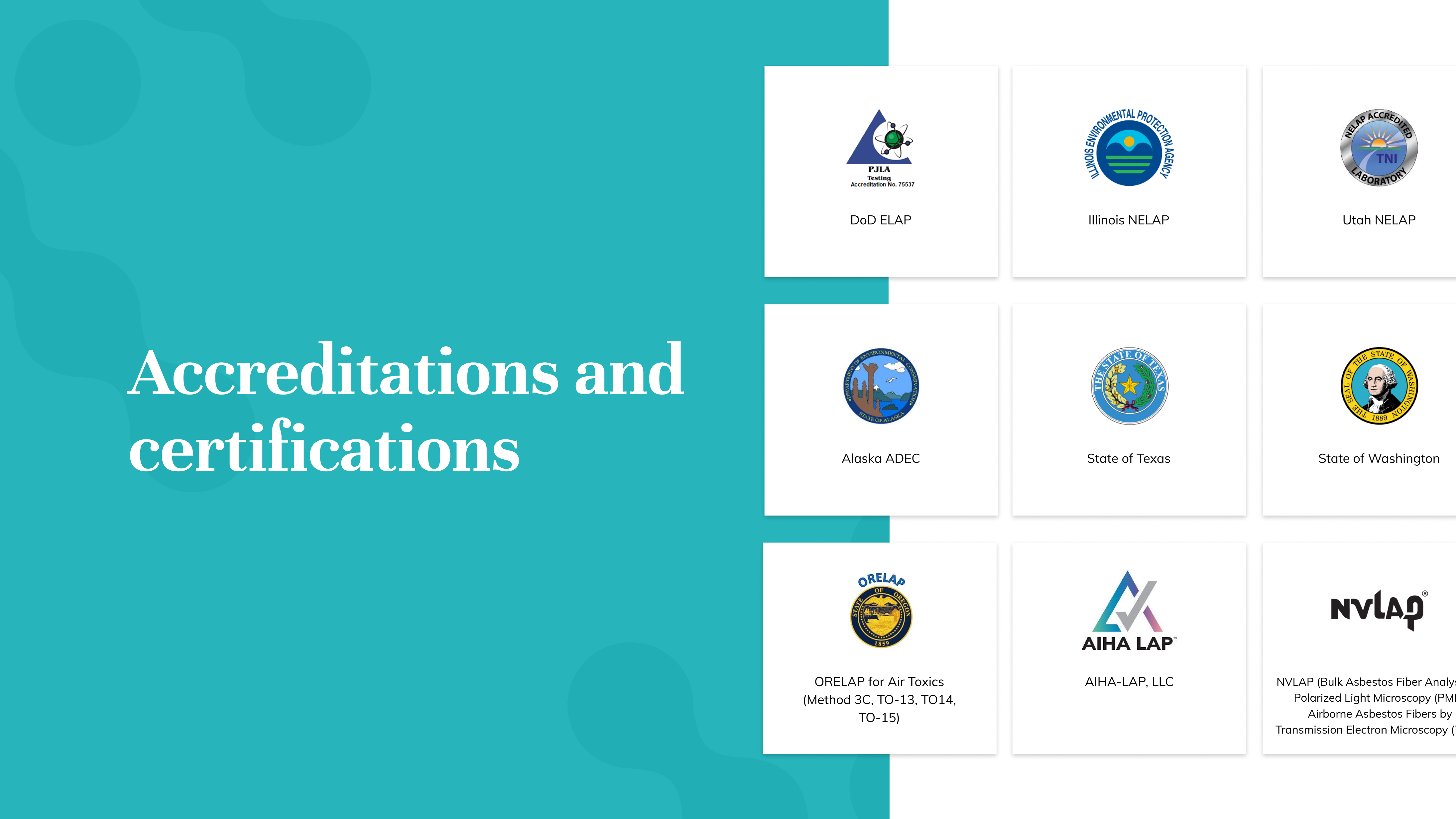National accreditations and certifications | Sterling Labs